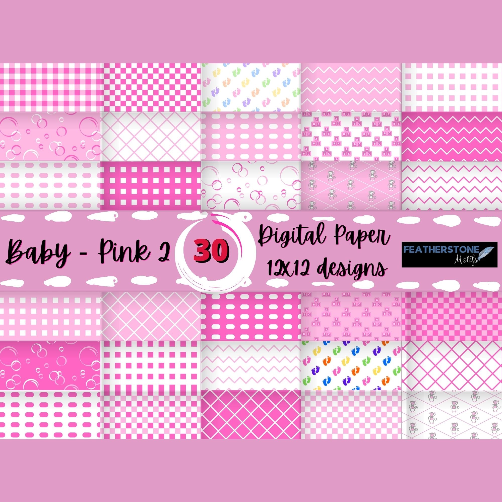Baby Pink 2 Digital Paper - Set of 30 jpg 12x12 Images – Featherstone ...
